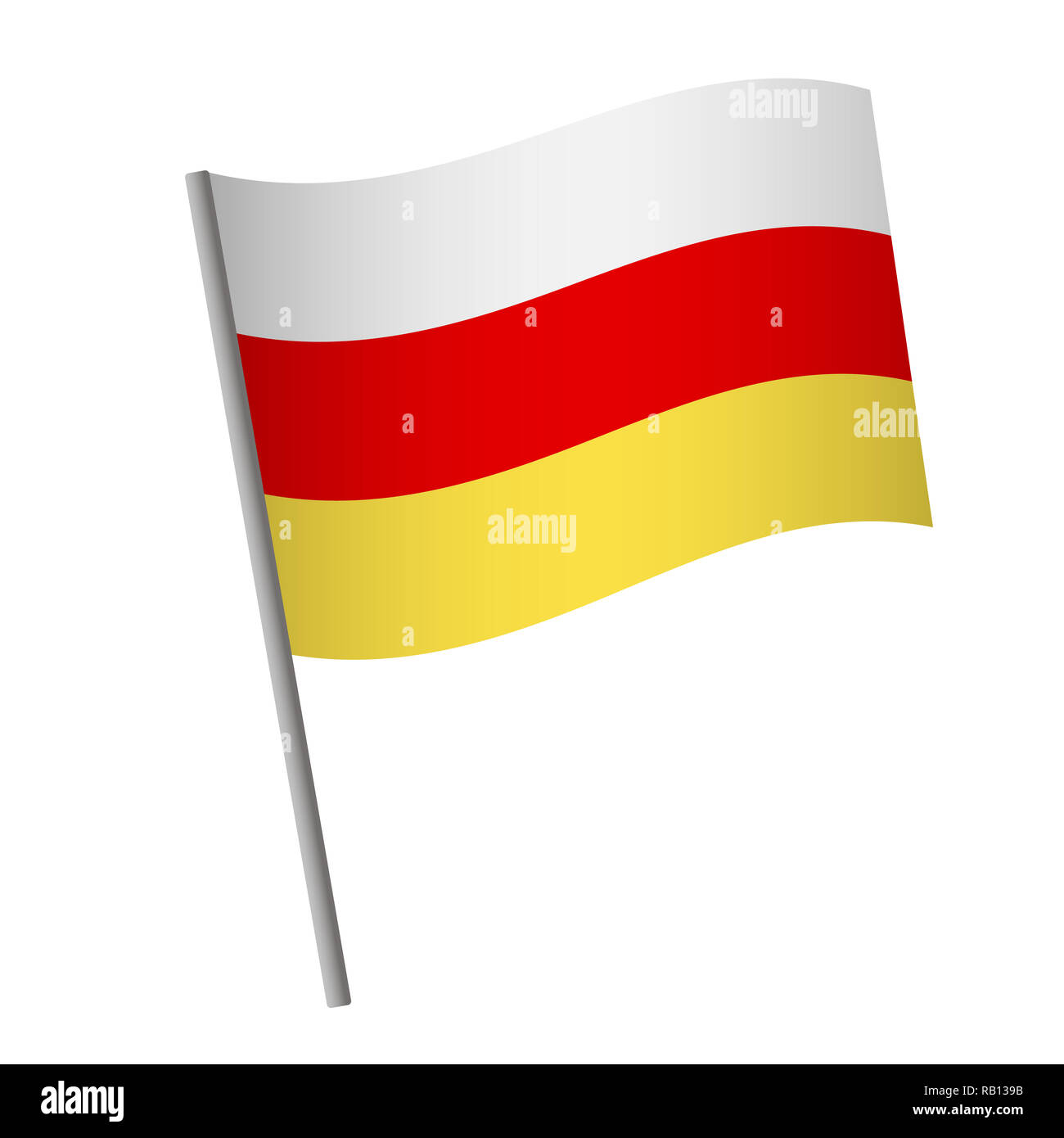 South ossetia flag icon. National flag of South ossetia on a pole ...