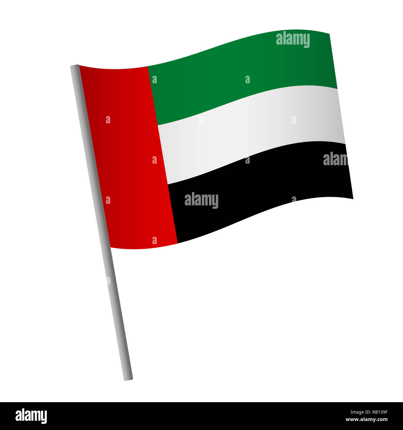 United arab flag icon. National flag of United arab on a pole ...