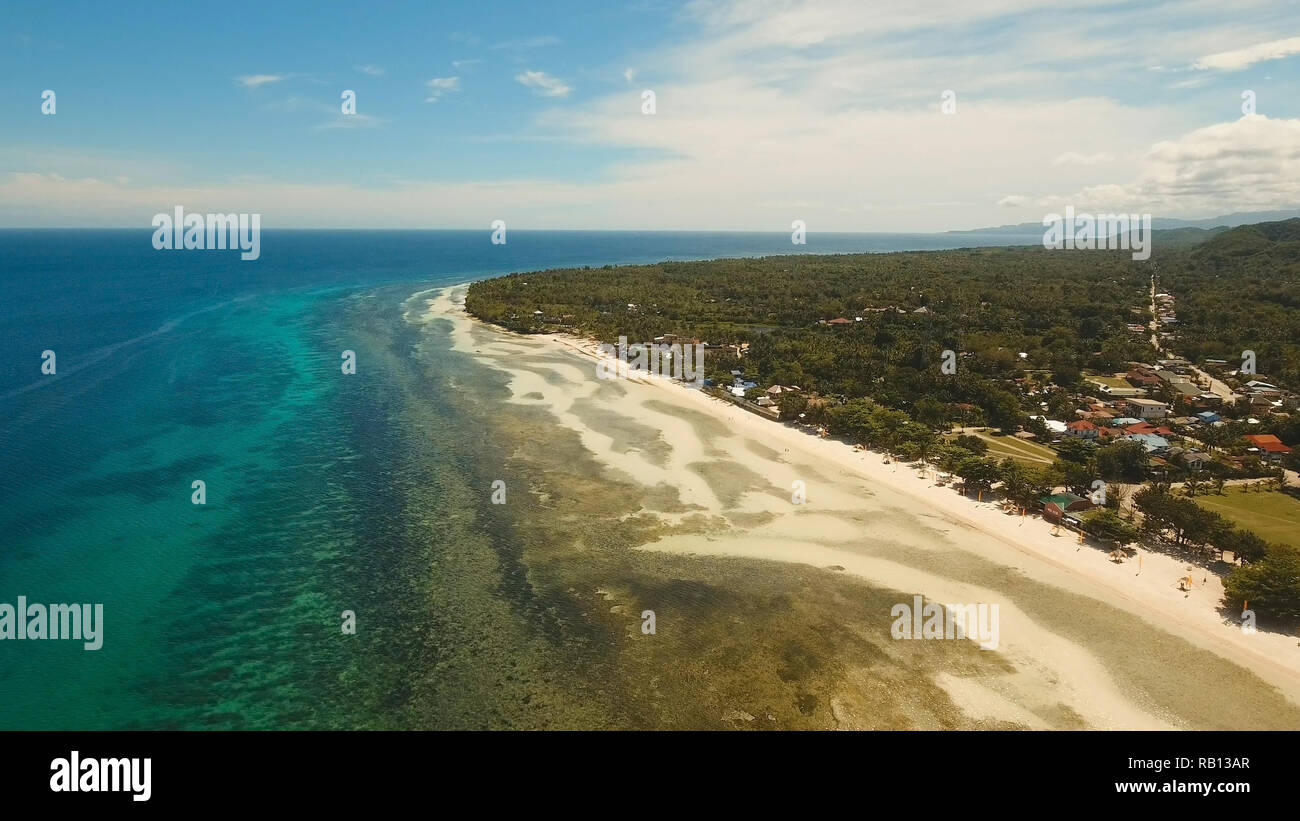 Aerial view of tropical beach on island Bohol, Anda area, Philippines ...