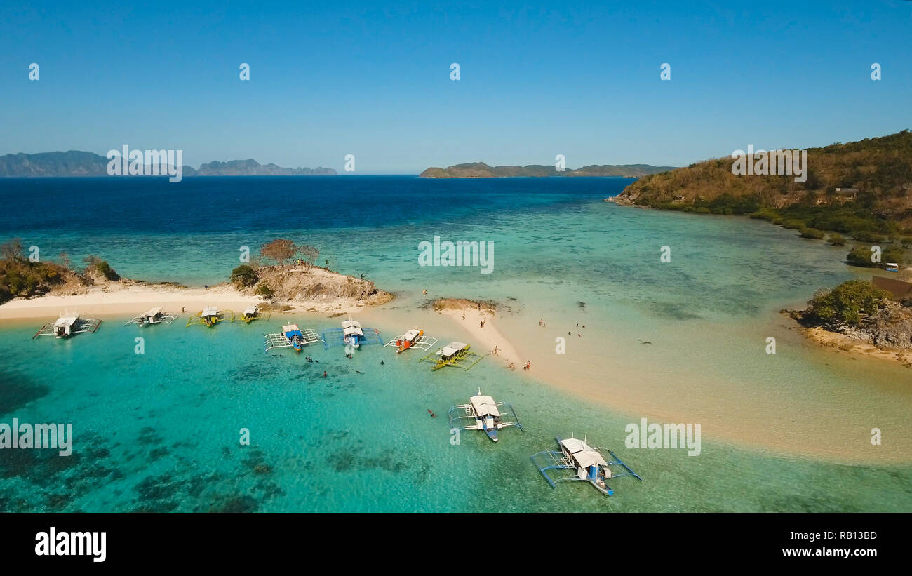 Aerial view of tropical beach on the Bulog Dos Island, Philippines ...