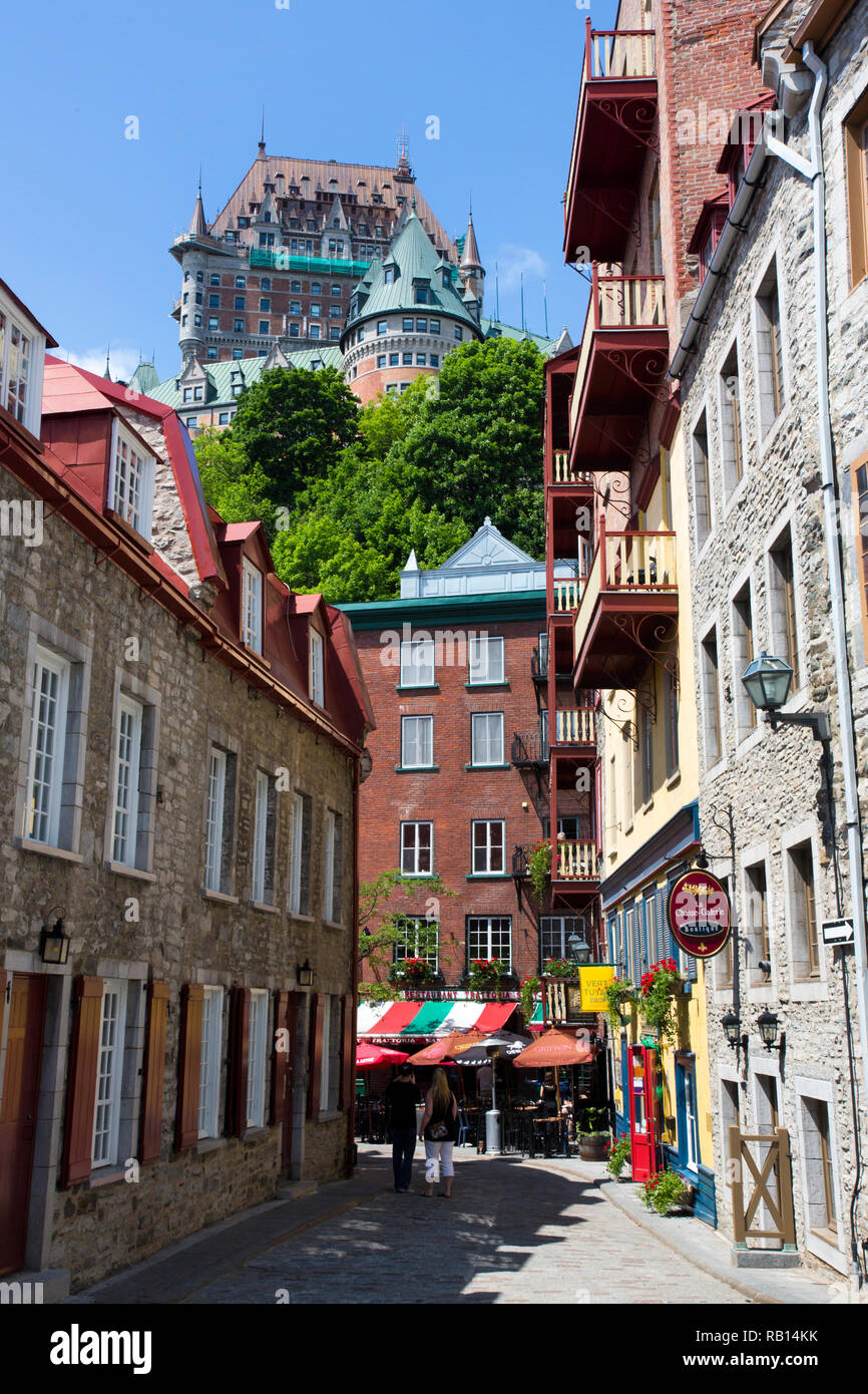 Views of The Chateau Frontenac in Old Quebec City in Canada Stock Photo ...