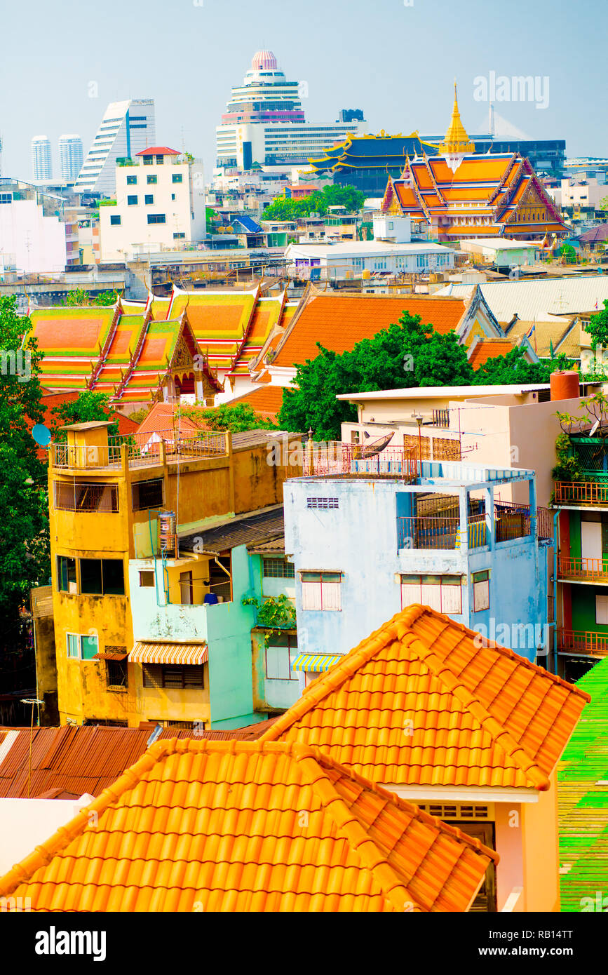 Buildings in Bangkok, Thailand. Thailand is known as a country with a ...