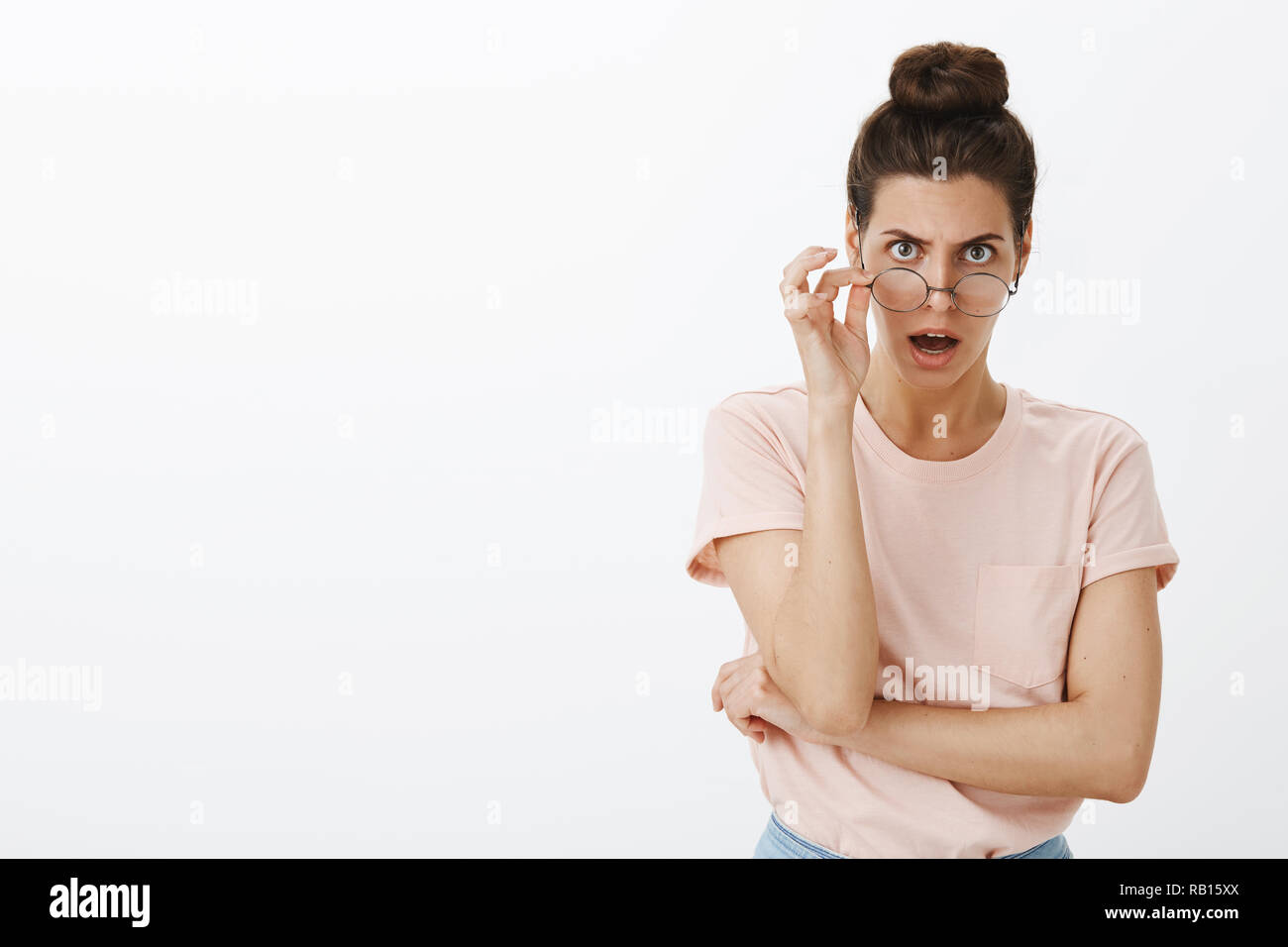 Woman getting shocked and insulted of misbehaviour taking off glasses ...