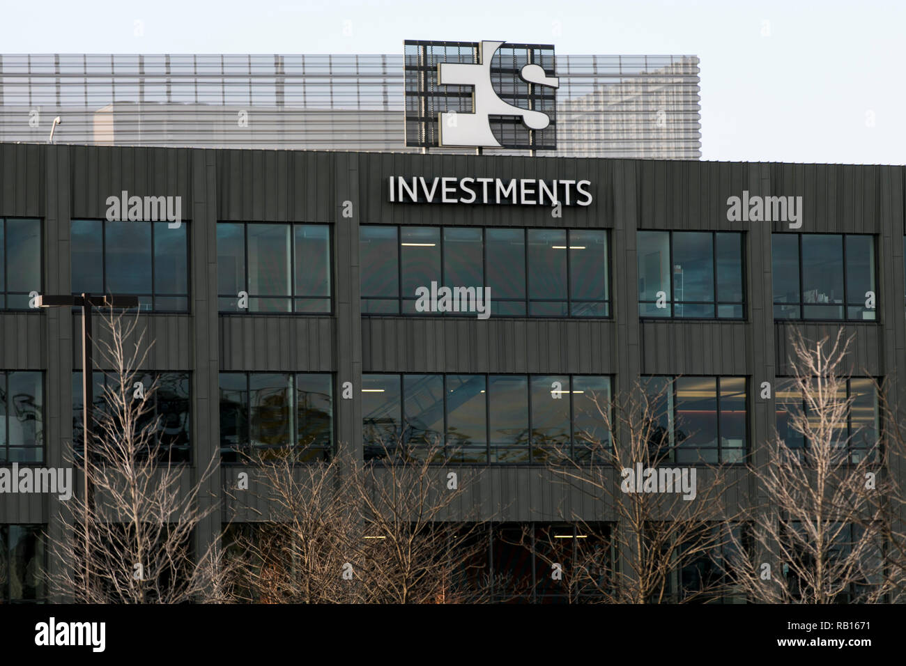 A logo sign outside of the headquarters of FS Investments in ...