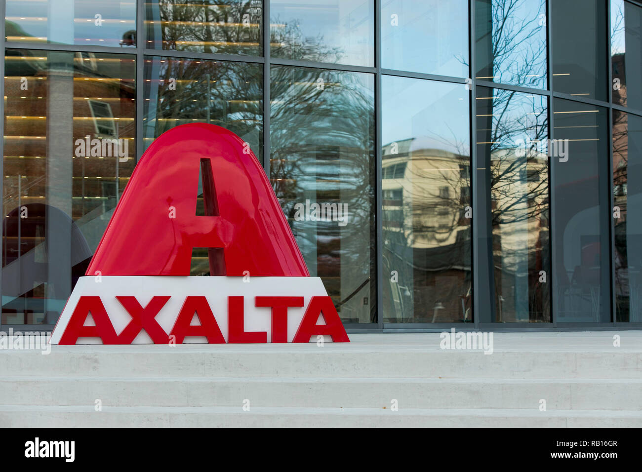 A logo sign outside of a facility occupied by Axalta Coating Systems in ...