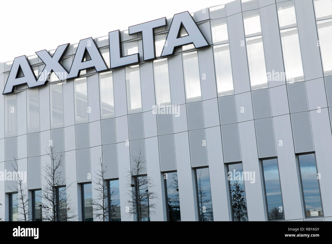 A logo sign outside of a facility occupied by Axalta Coating Systems in ...