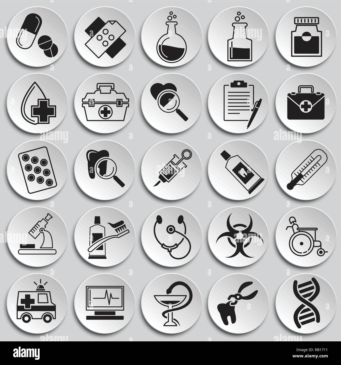 Medical icons set on plates background for graphic and web design ...