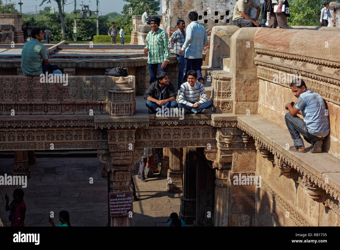 At the Adalaj Stepwell Stock Photo - Alamy