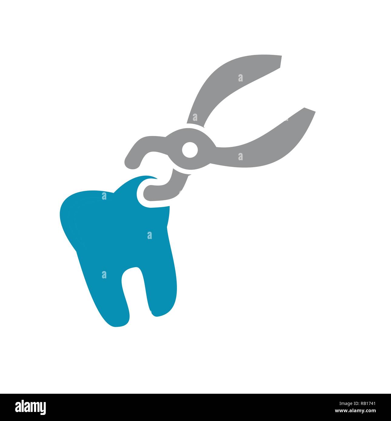 Dental icon grey and blue on white background for graphic and web ...