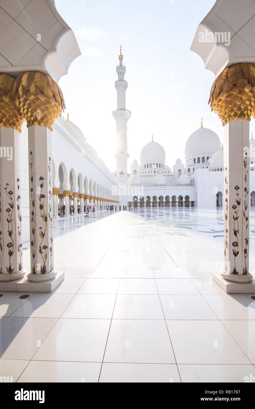 Dubai, UAE - October, 2018: Side view of Sheikh Zayed mosque in Abu ...