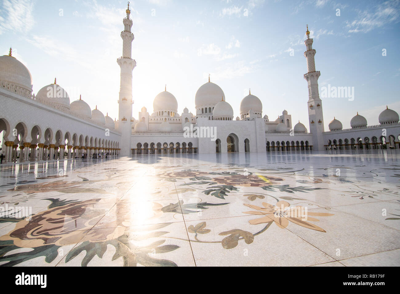 Dubai, UAE - October, 2018: Side view of Sheikh Zayed mosque in Abu ...