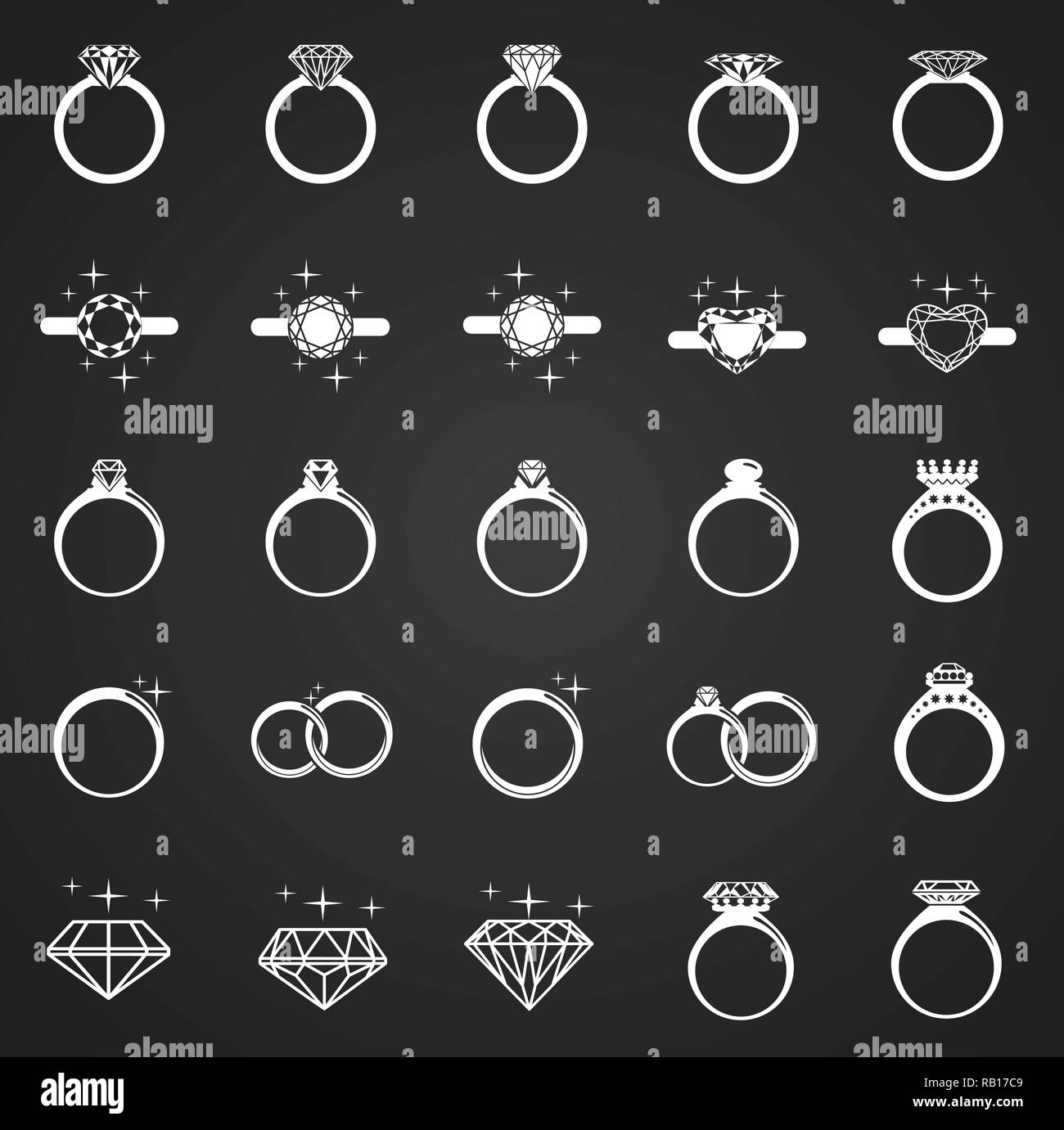 Rings icon set on black background for graphic and web design, Modern ...