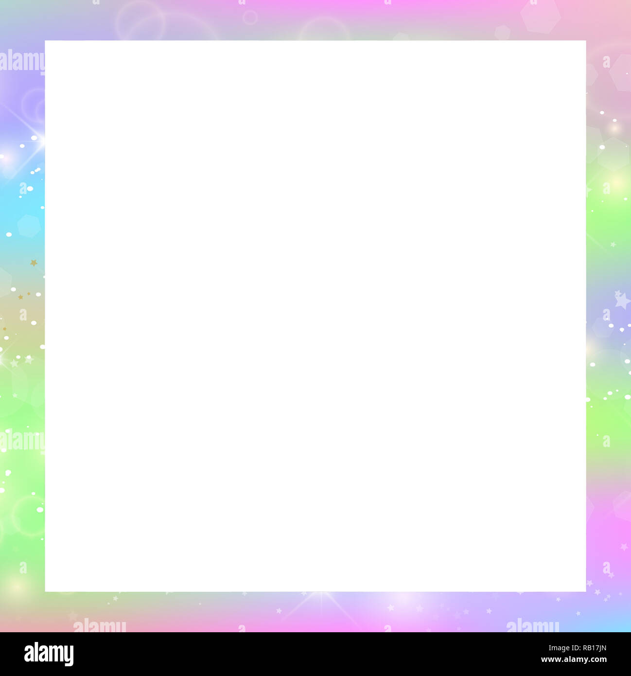 Holographic magic square frame with fairy sparkles, stars and blurs ...