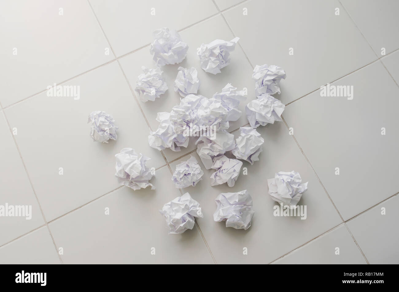 No idea and fail concept - Many crumpled paper or trash and white paper ...