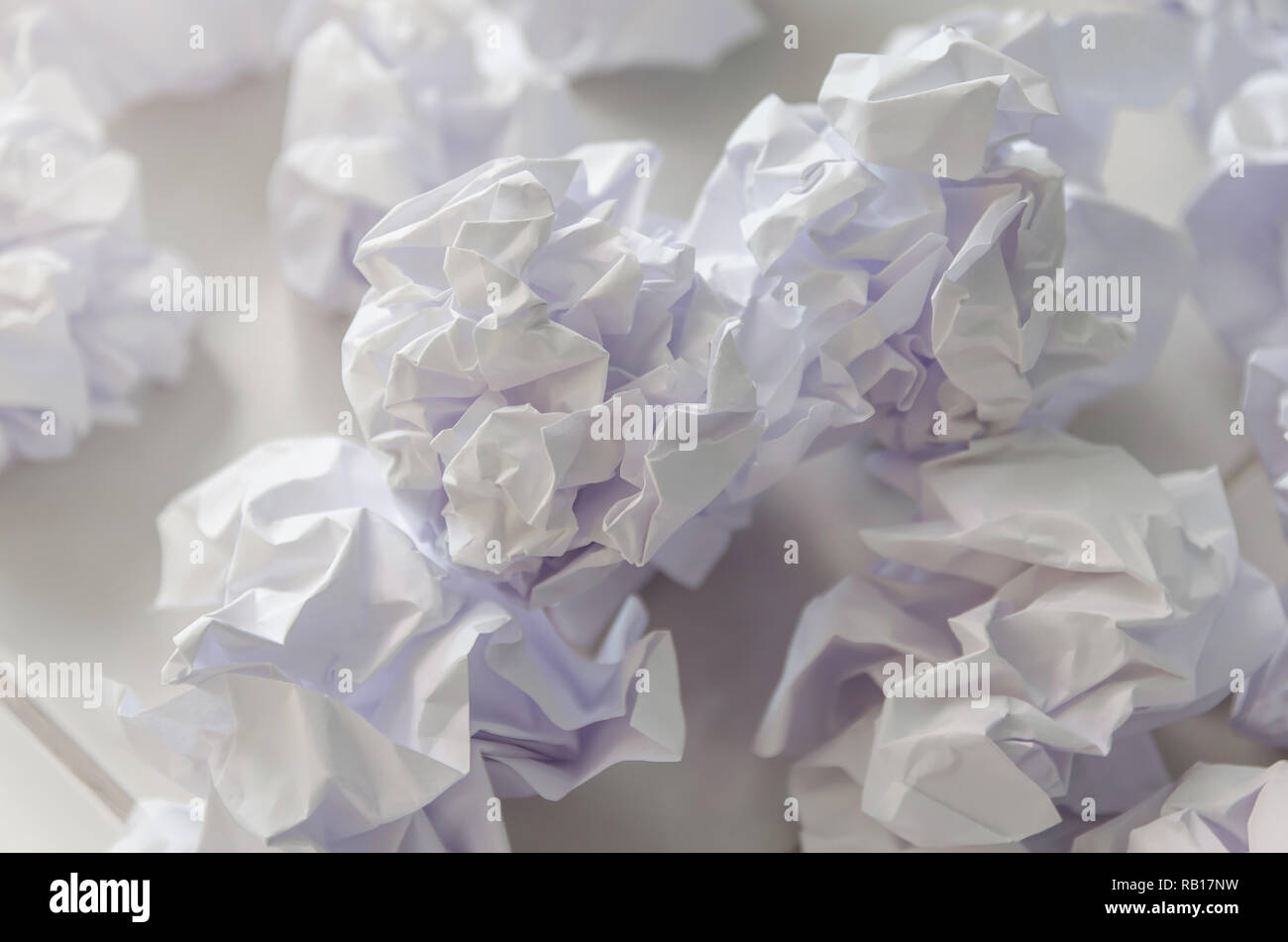 No idea and fail concept - Many crumpled paper or trash and white paper ...