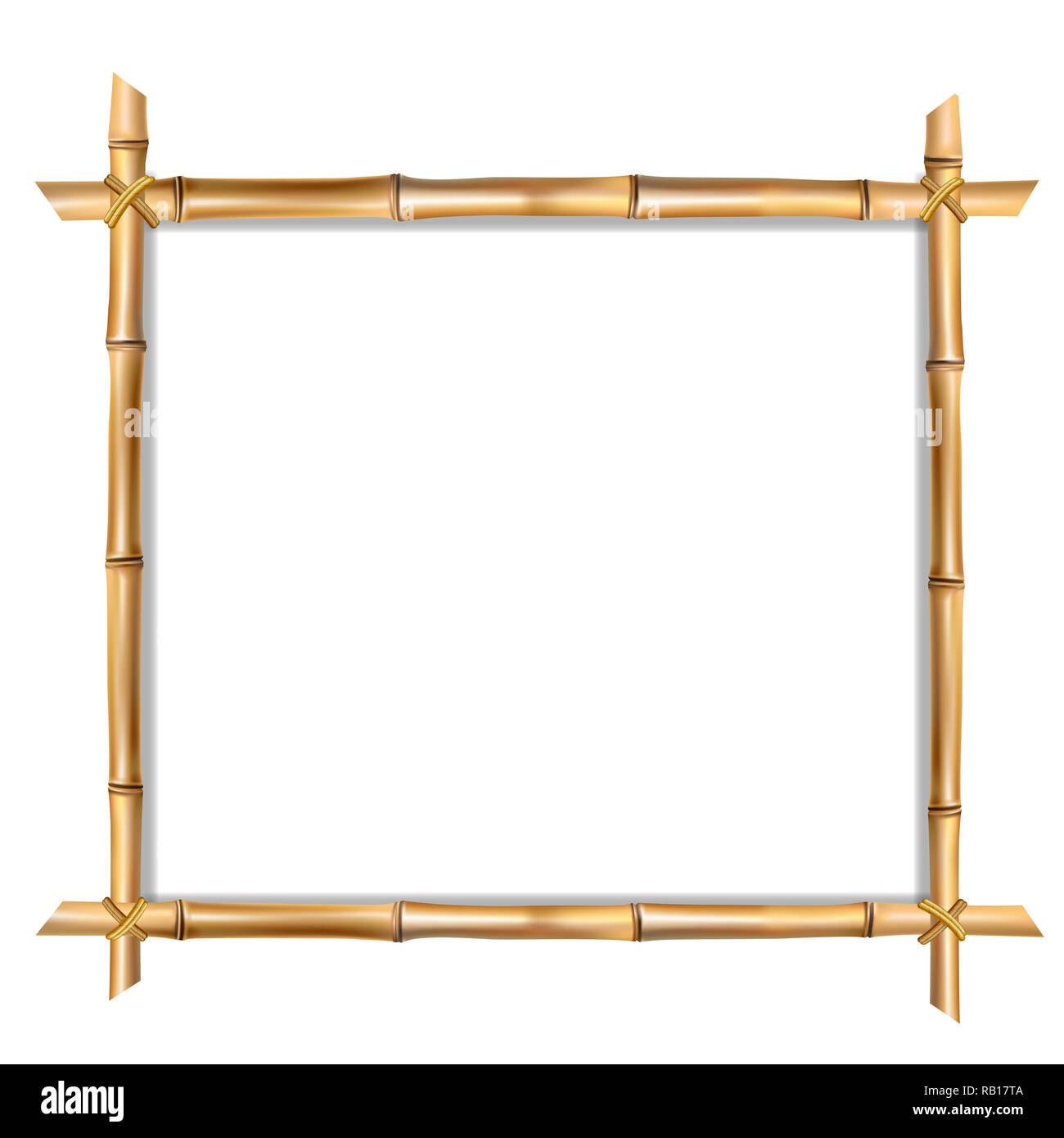 Square brown wooden border frame made of realistic brown bamboo sticks ...