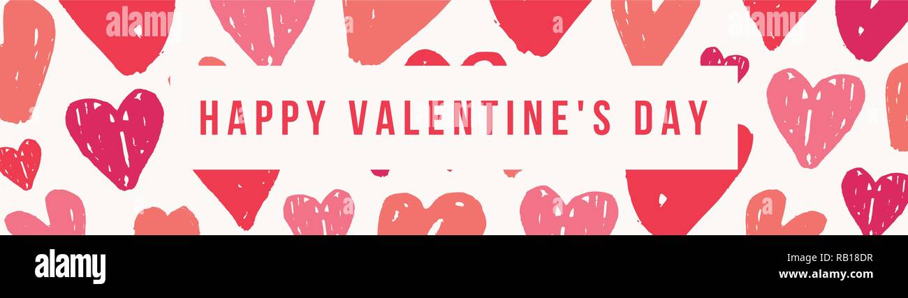 Valentine's Day header design template with little pink and red hearts ...