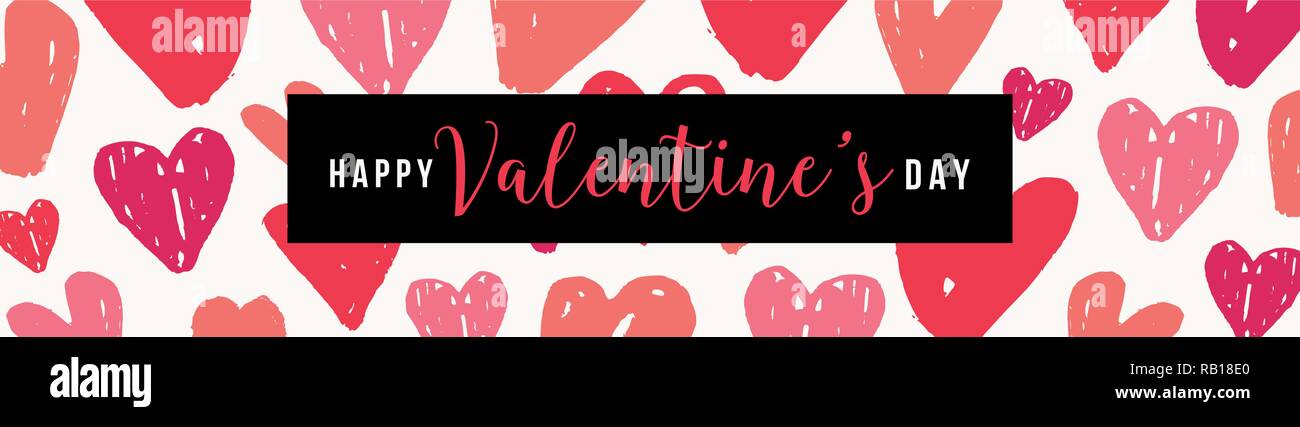 Valentine's Day header design template with little pink and red hearts ...
