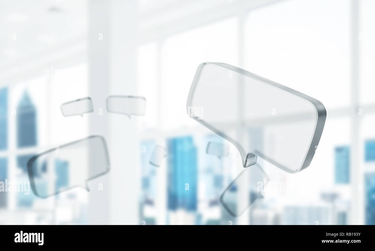 Concept of communication by glass empty chat icon on office back Stock ...