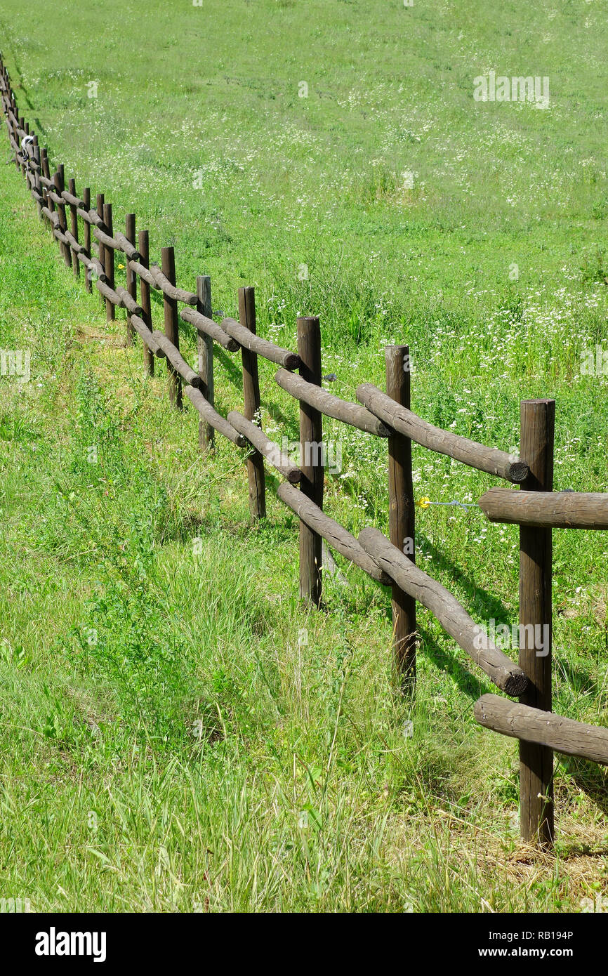 Fence in the meadow Stock Photo - Alamy