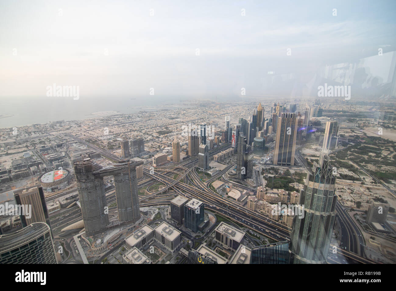 View from Burj khalifa tower, Dubai, United Arab Emirates Stock Photo ...