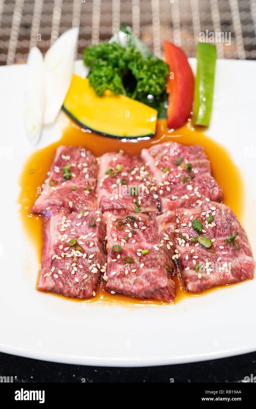 Raw premium wagyu beef meat for japanese yakiniku Stock Photo - Alamy