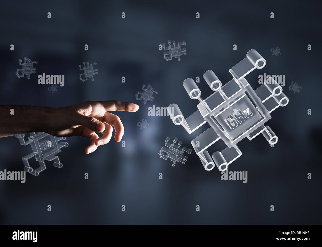 Computing and innovation concept with chip icon. Mixed media Stock ...