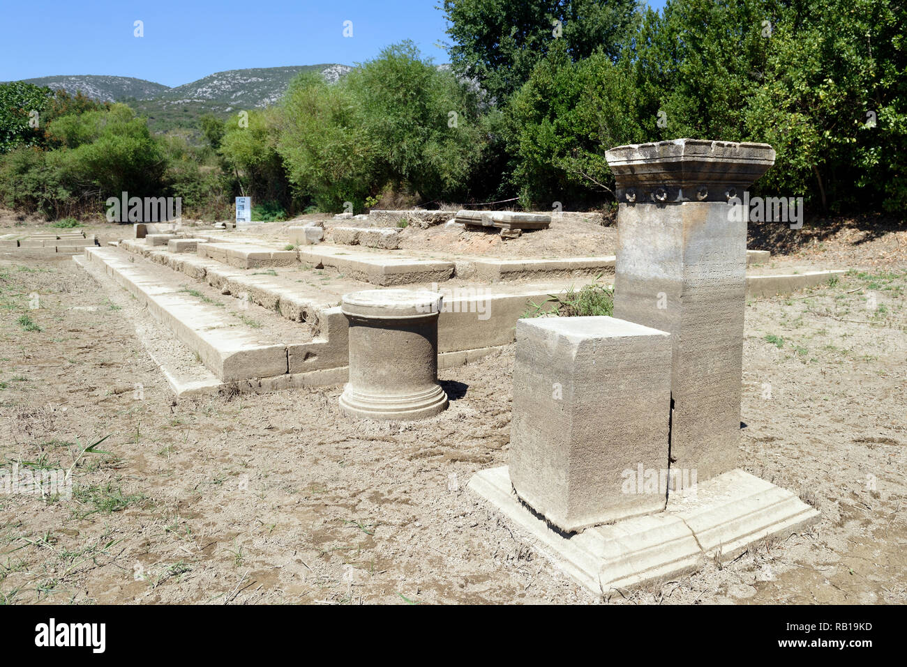 Inscribed pillars beside the Hellenistic altar of Apollo at the ancient ...