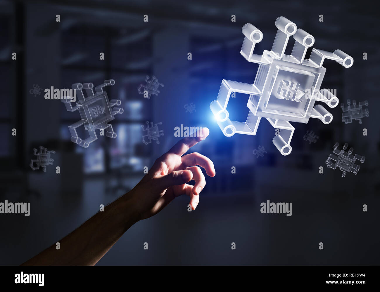 Computing and innovation concept with chip icon. Mixed media Stock ...