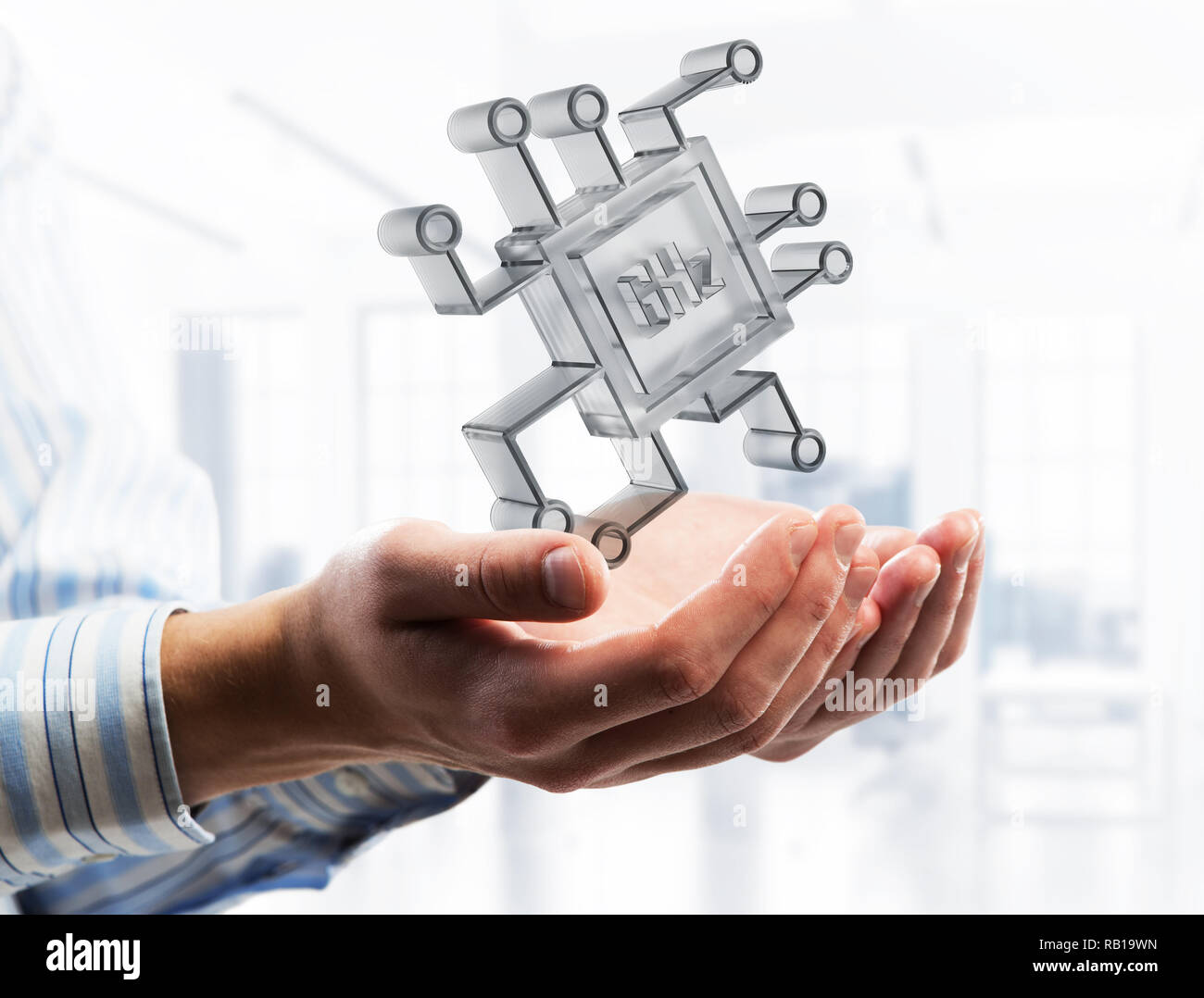 Computing and innovation concept with chip icon. Mixed media Stock ...