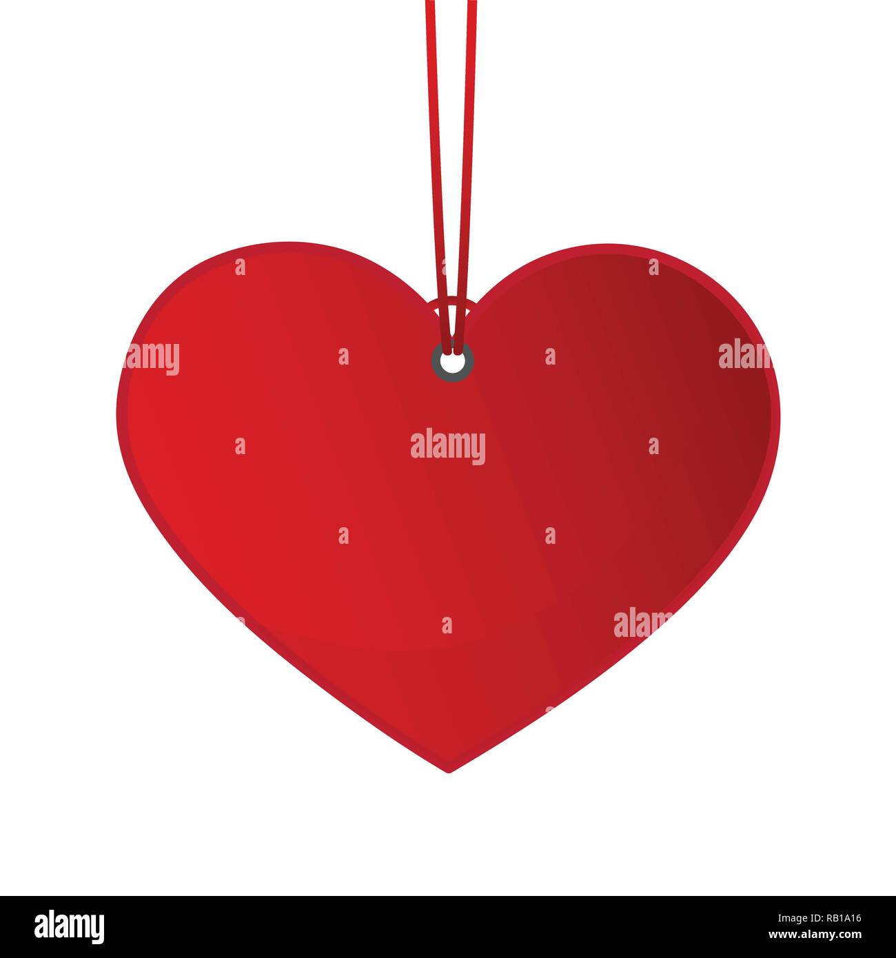 red hanging heart label with copy space on white background vector ...