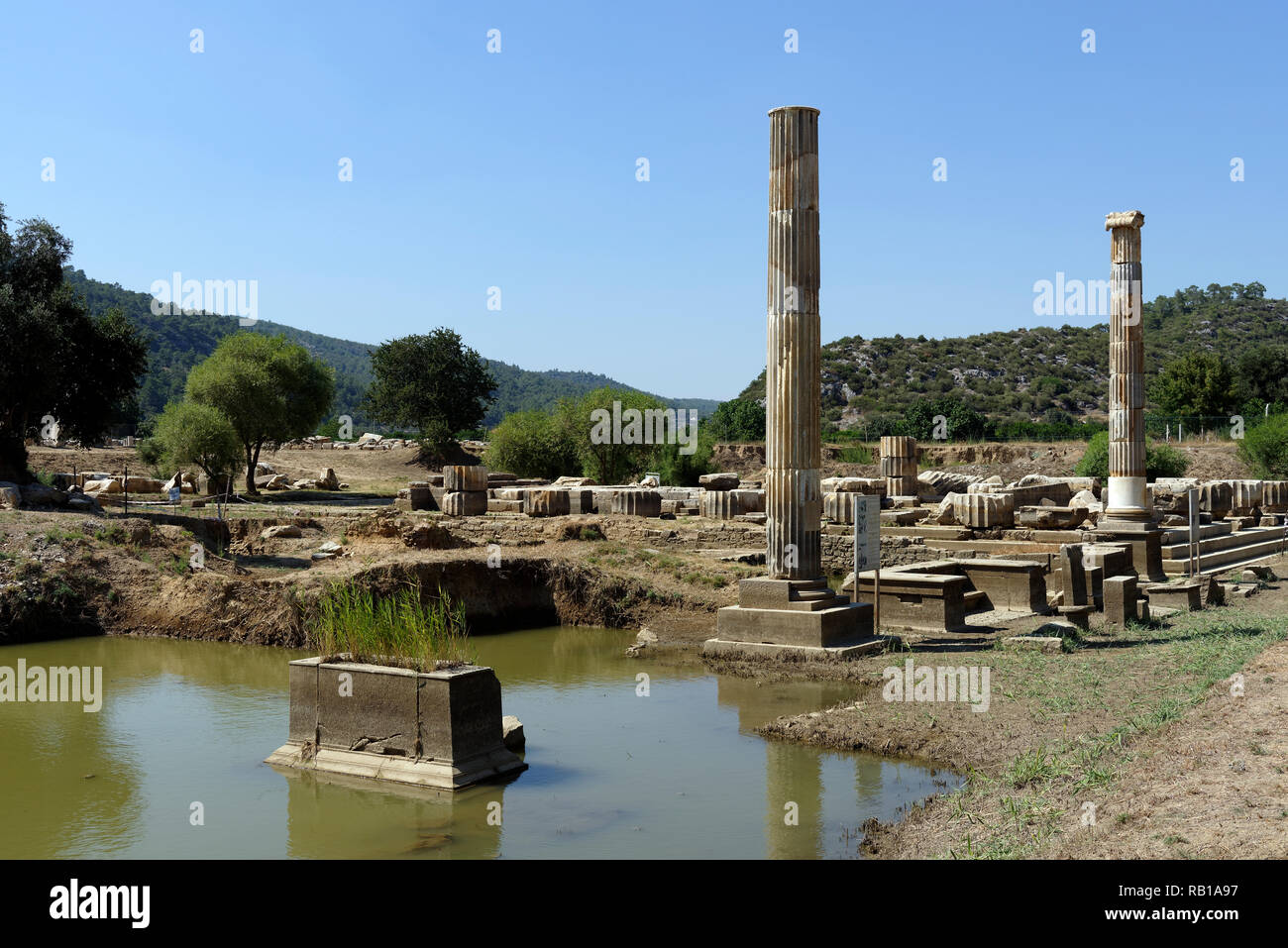 Column monuments dedicated to Sextus Appuleius (left), Menippos of ...