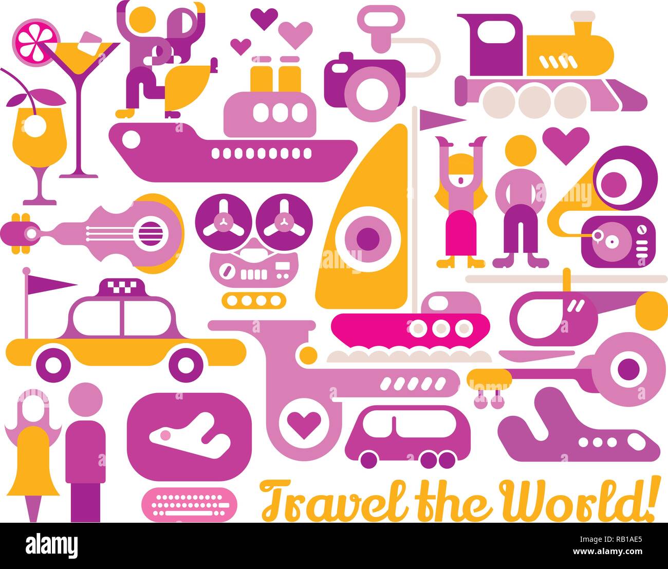 Travel the World vector illustration isolated on a white background ...