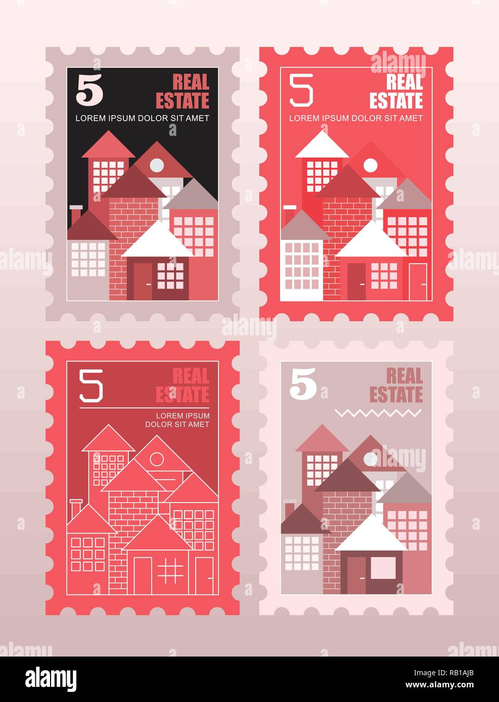 Four Real Estate vector postage stamp options Stock Vector Image & Art ...
