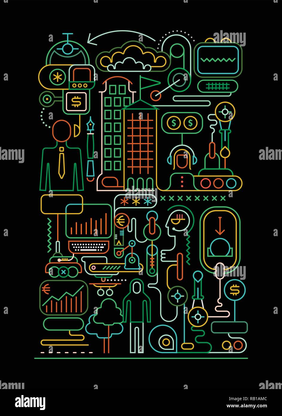 Online Banking vector illustration isolated on a black background Stock ...