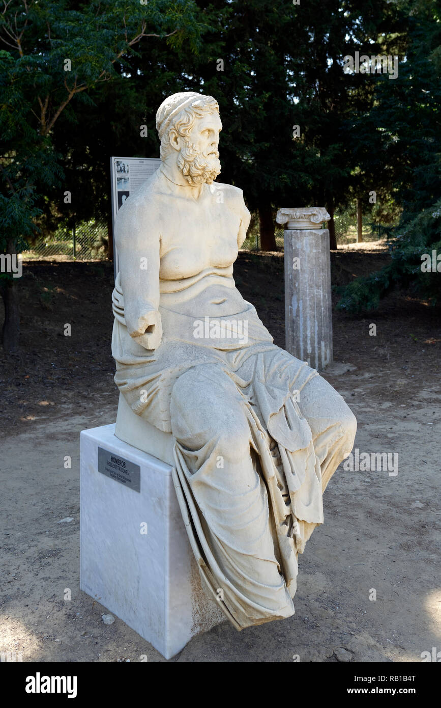 Statute of Homer, the famous ancient Greek poet and author of the Iliad ...