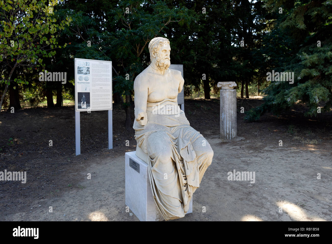Statute of Homer, the famous ancient Greek poet and author of the Iliad ...