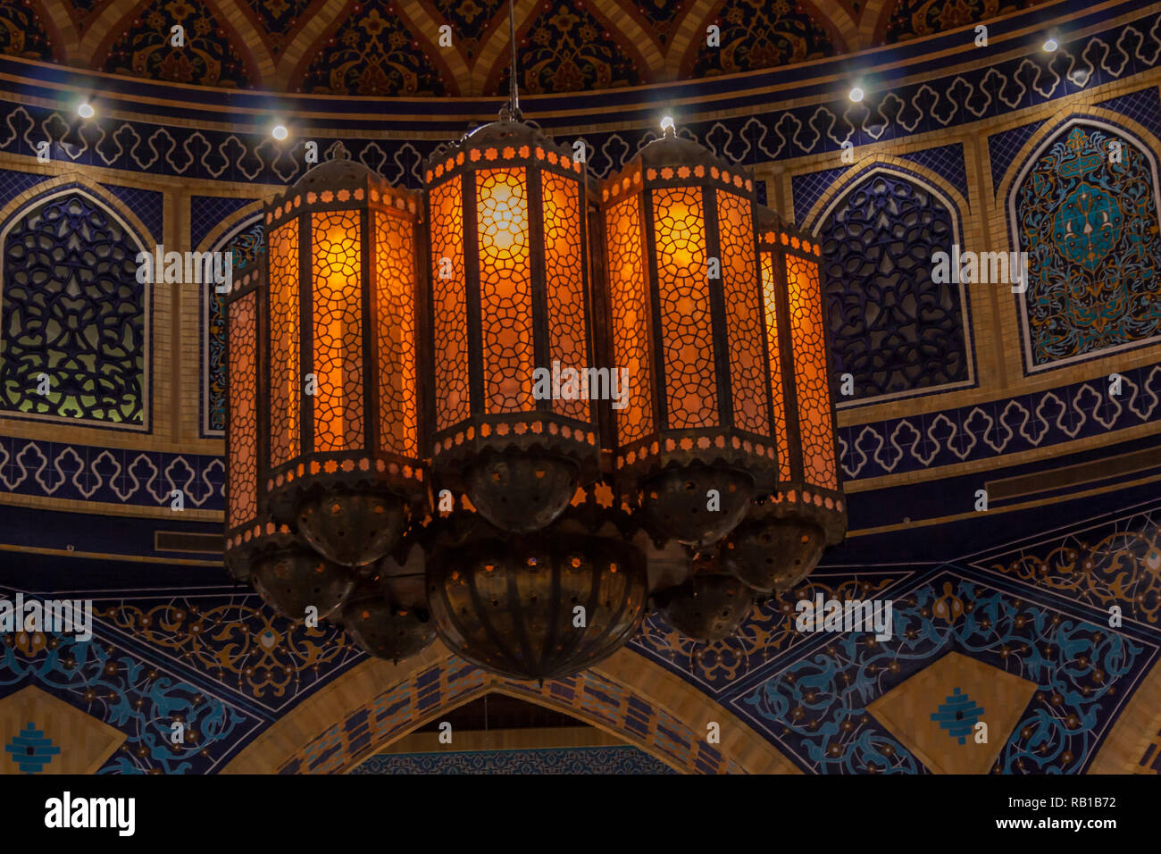 Details of eastern architecture, intricate lamp in the interior Stock ...