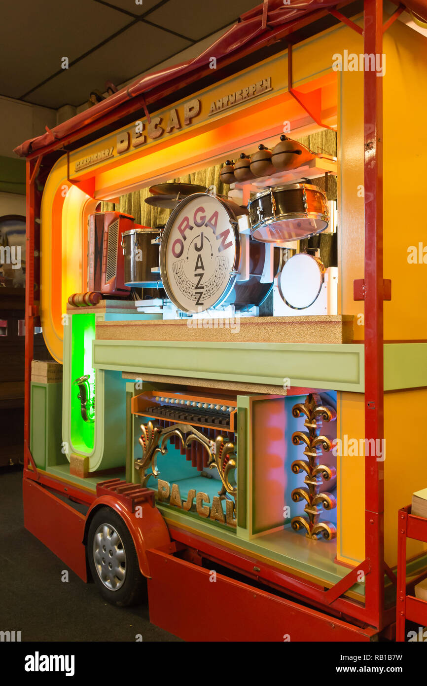 Interior of the Amersham Fair Organ Museum on an open day ...
