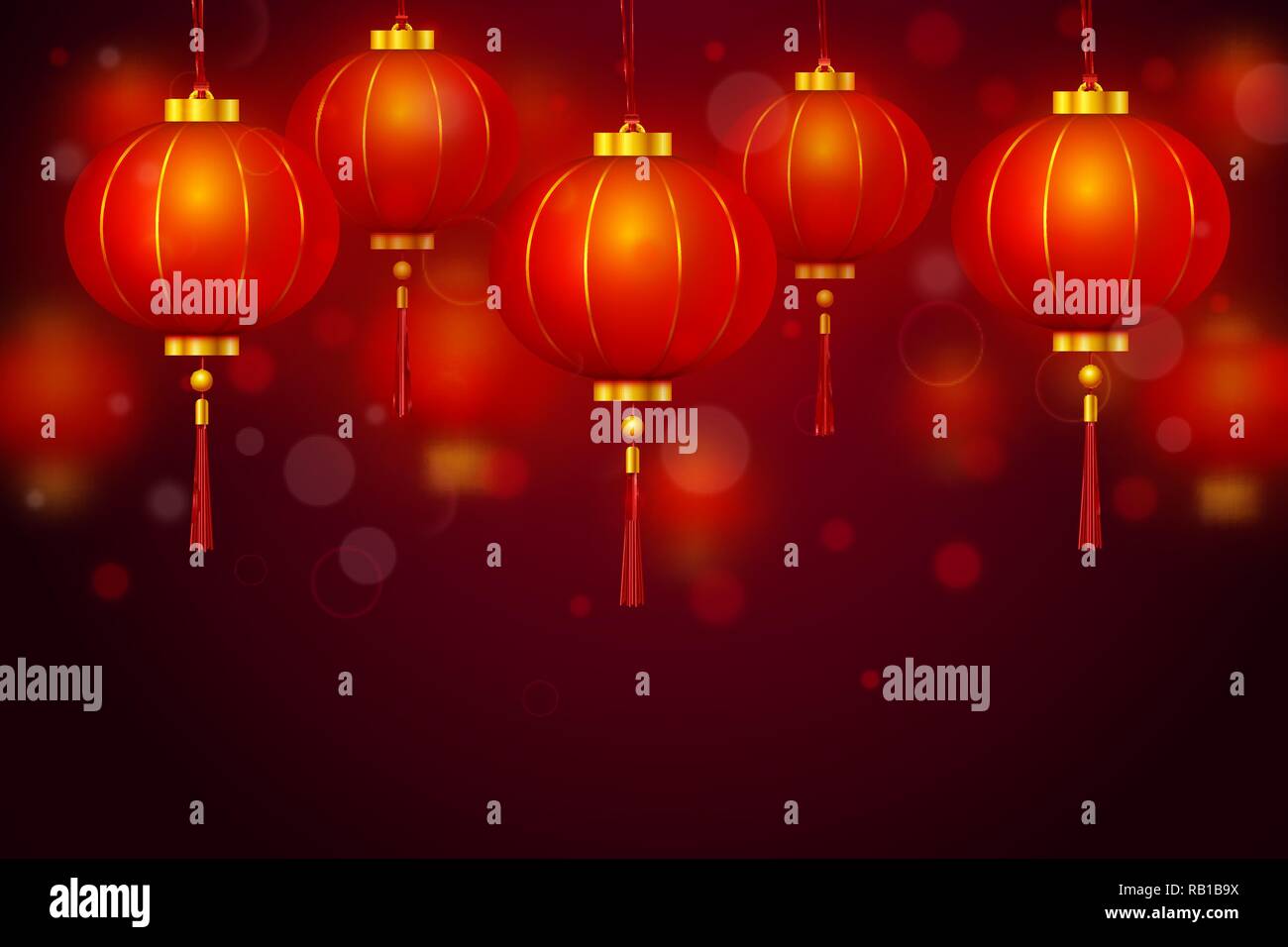Vector Chinese red paper glowing lantern Stock Vector Image & Art - Alamy