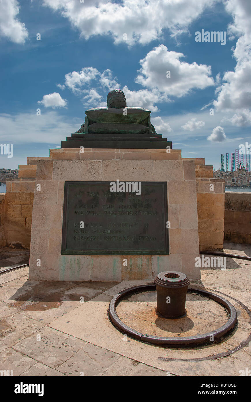 The War Siege Memorial overlooking Valletta Harbour in Malta Stock ...