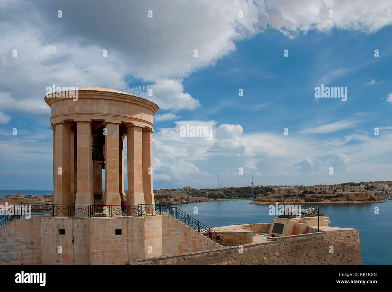 The War Siege Memorial overlooking Valletta Harbour in Malta Stock ...