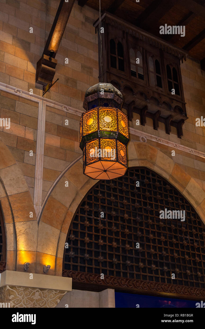 Details of eastern architecture, intricate lamp in the interior Stock ...