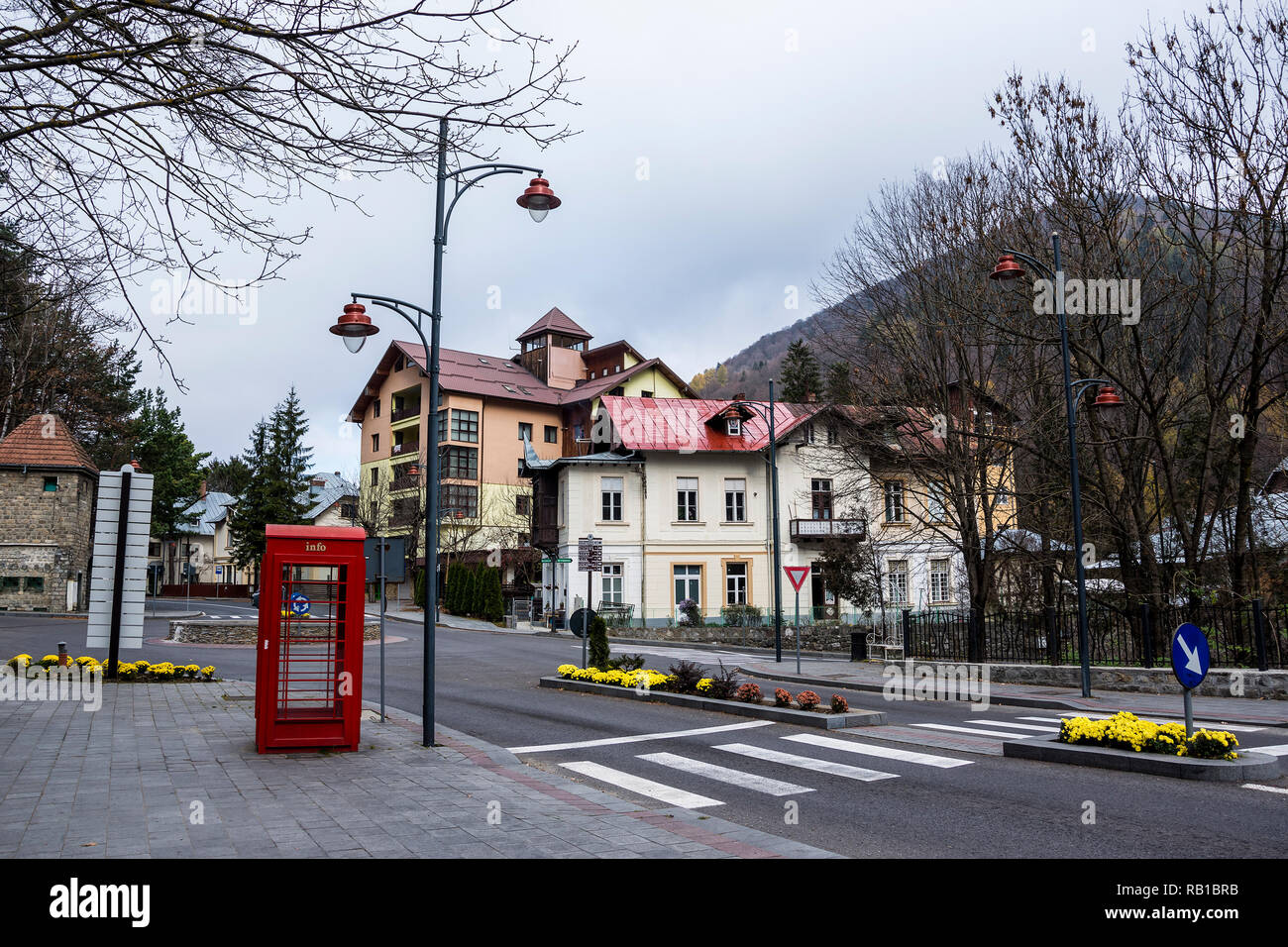 Sinaia cityscape and street view, Prahova Valley, Romania Stock Photo ...