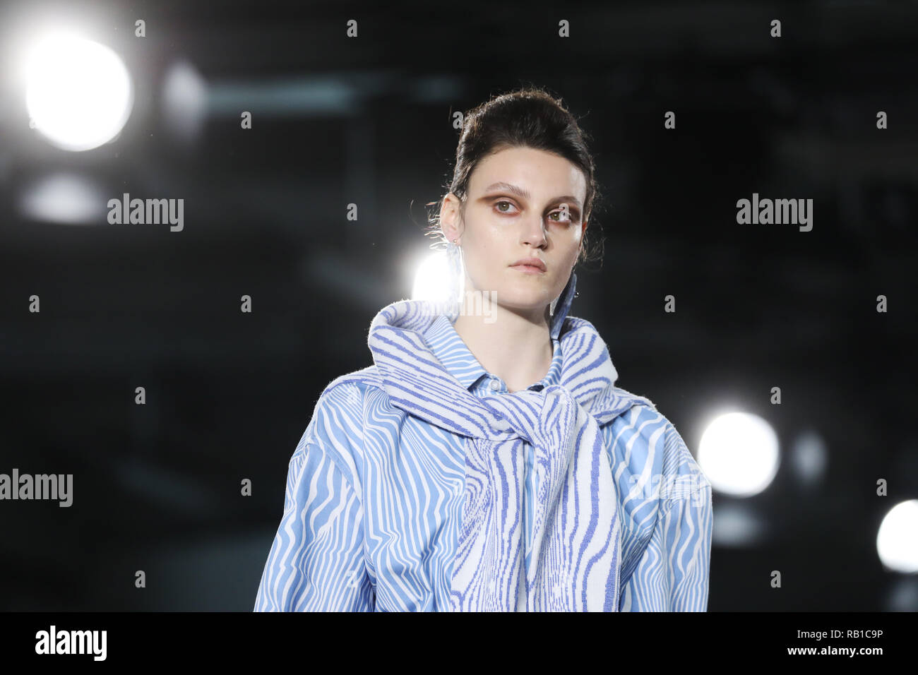 Models on the catwalk during the Alex Mullins London Fashion Week Men's ...