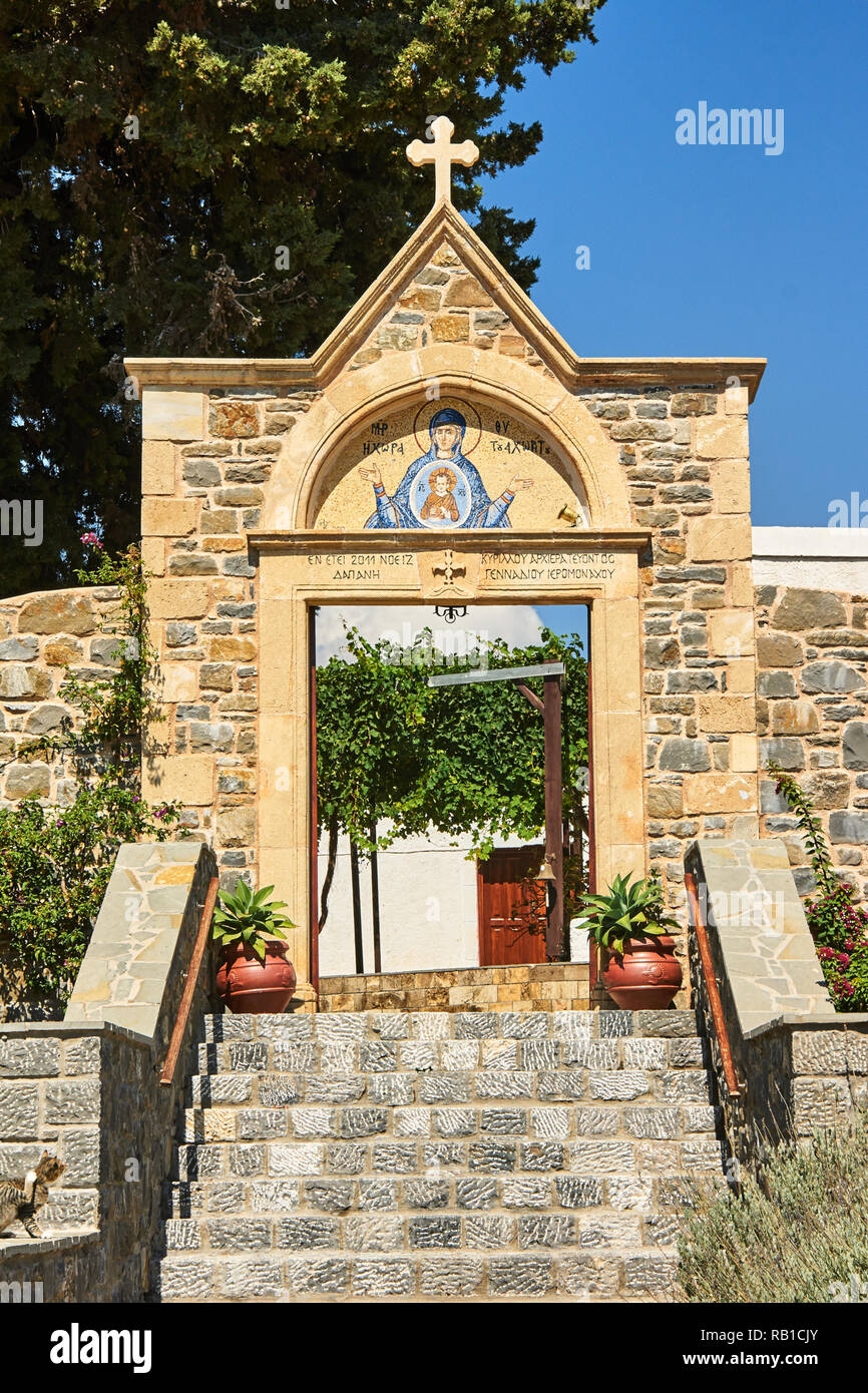 Entrance to the Orthodox monastery on the island of Rhodes Stock Photo ...