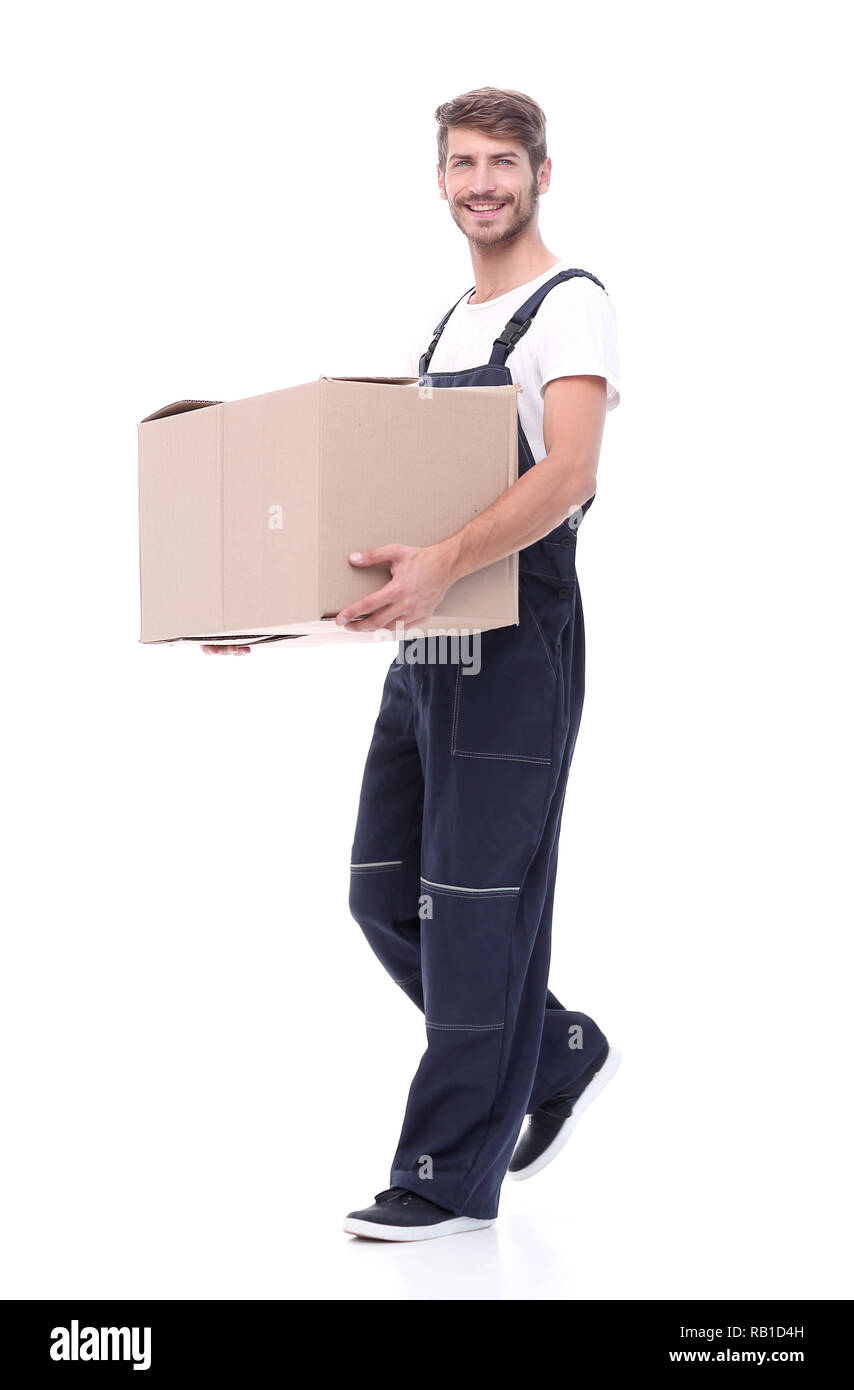 Delivery man carrying large box hi-res stock photography and images - Alamy