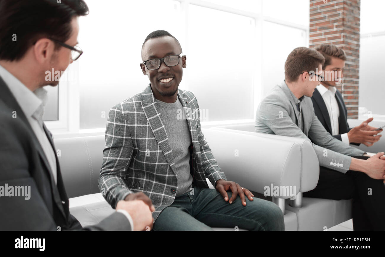 Businessman waiting interview hall hi-res stock photography and images ...