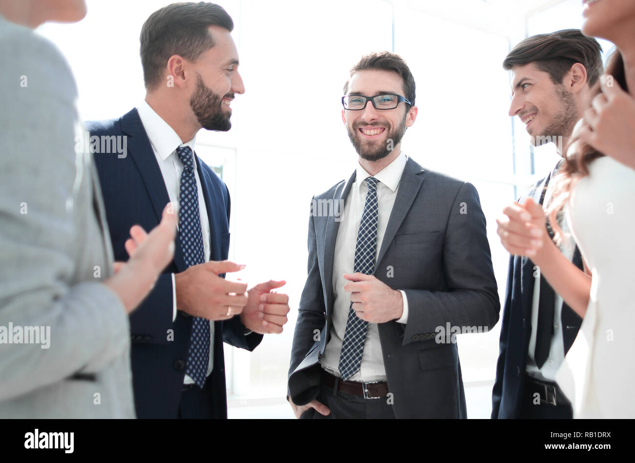 working group of business people discussing common interests Stock ...