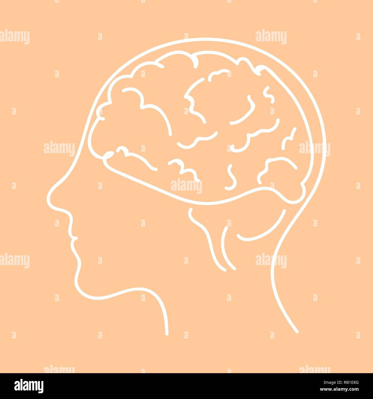 Line icon- brain vector flat illustration Stock Vector Image & Art - Alamy